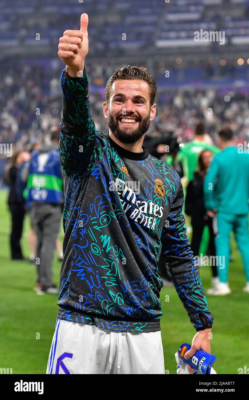 Paris, France. 28th May, 2022. Nacho of Real Madrid seen celebrating ...