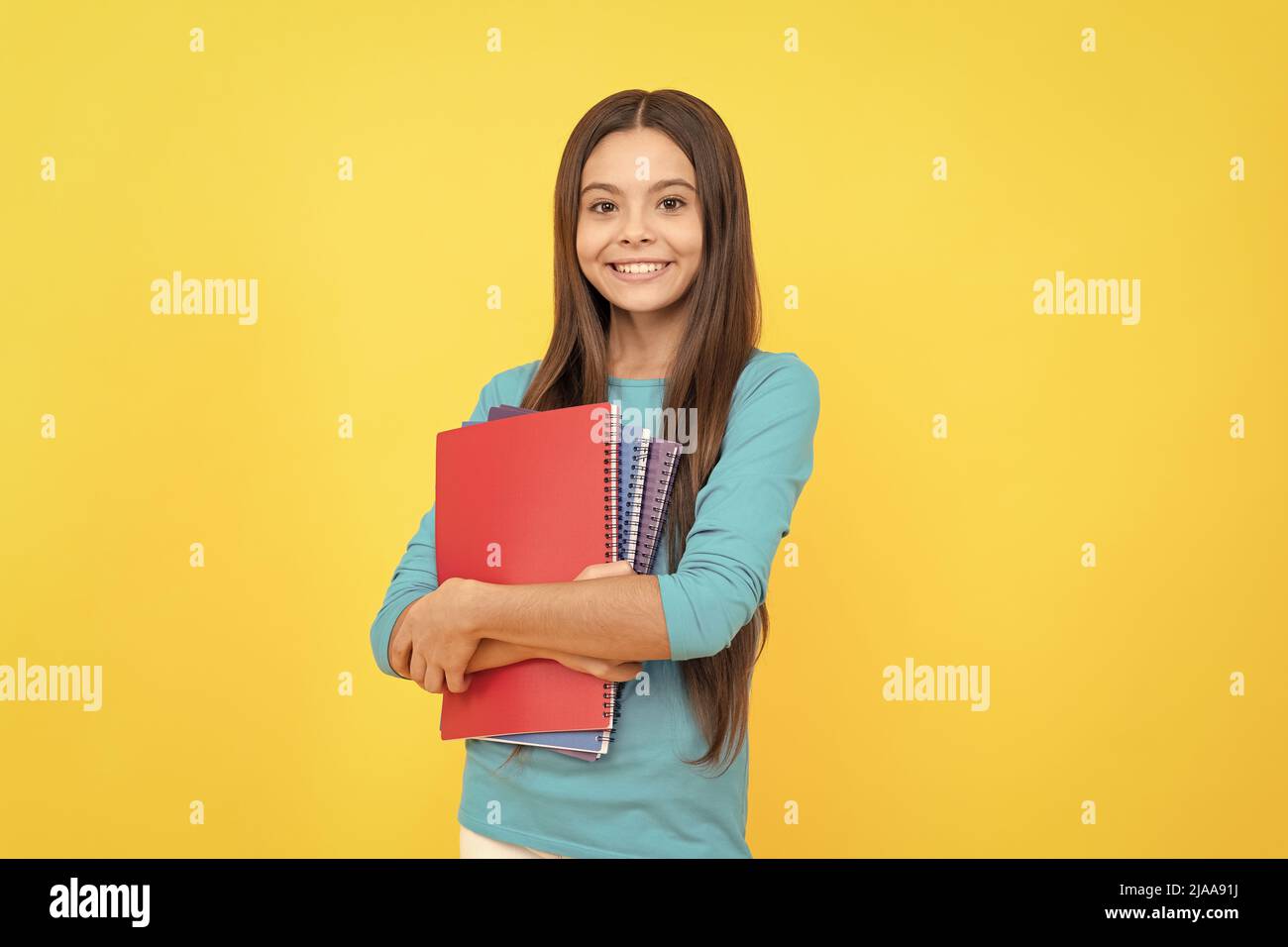 Towards knowledge. back to school. teen girl ready to study. happy ...