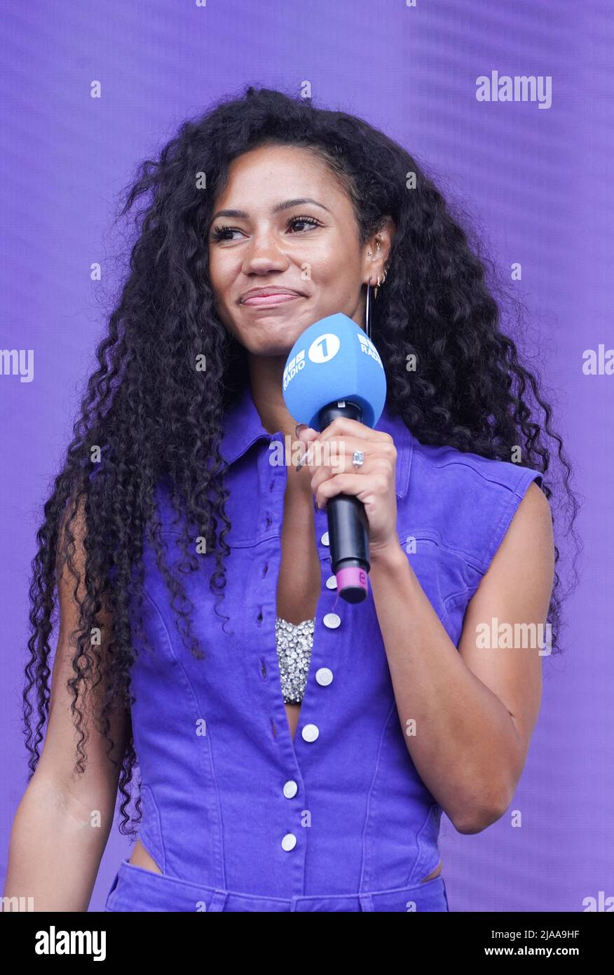 Vick Hope on the main stage during the BBC Radio 1's Big Weekend at the ...