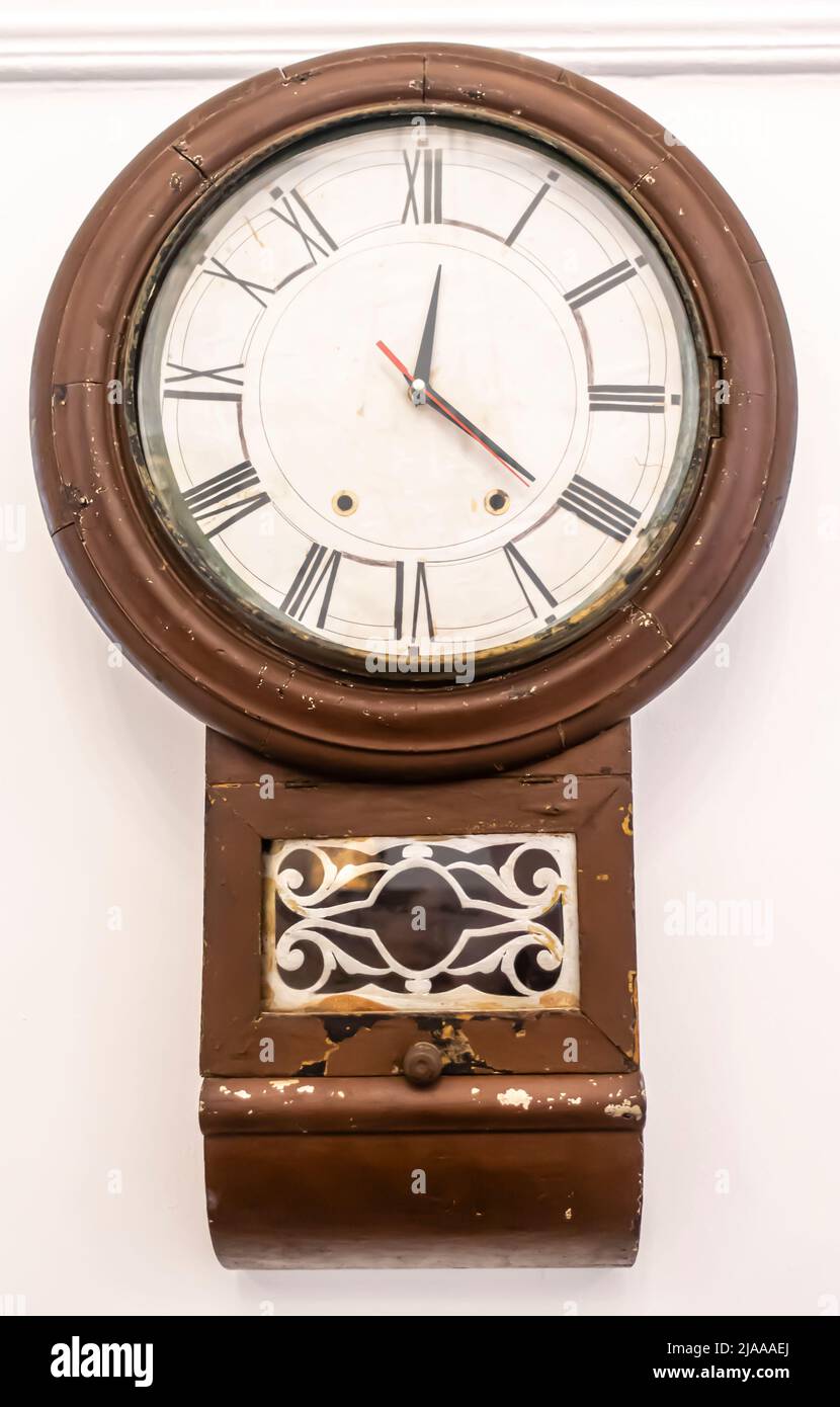 Ancient old wall clock in Bayt Dakira, Museum of Jewish culture and ...