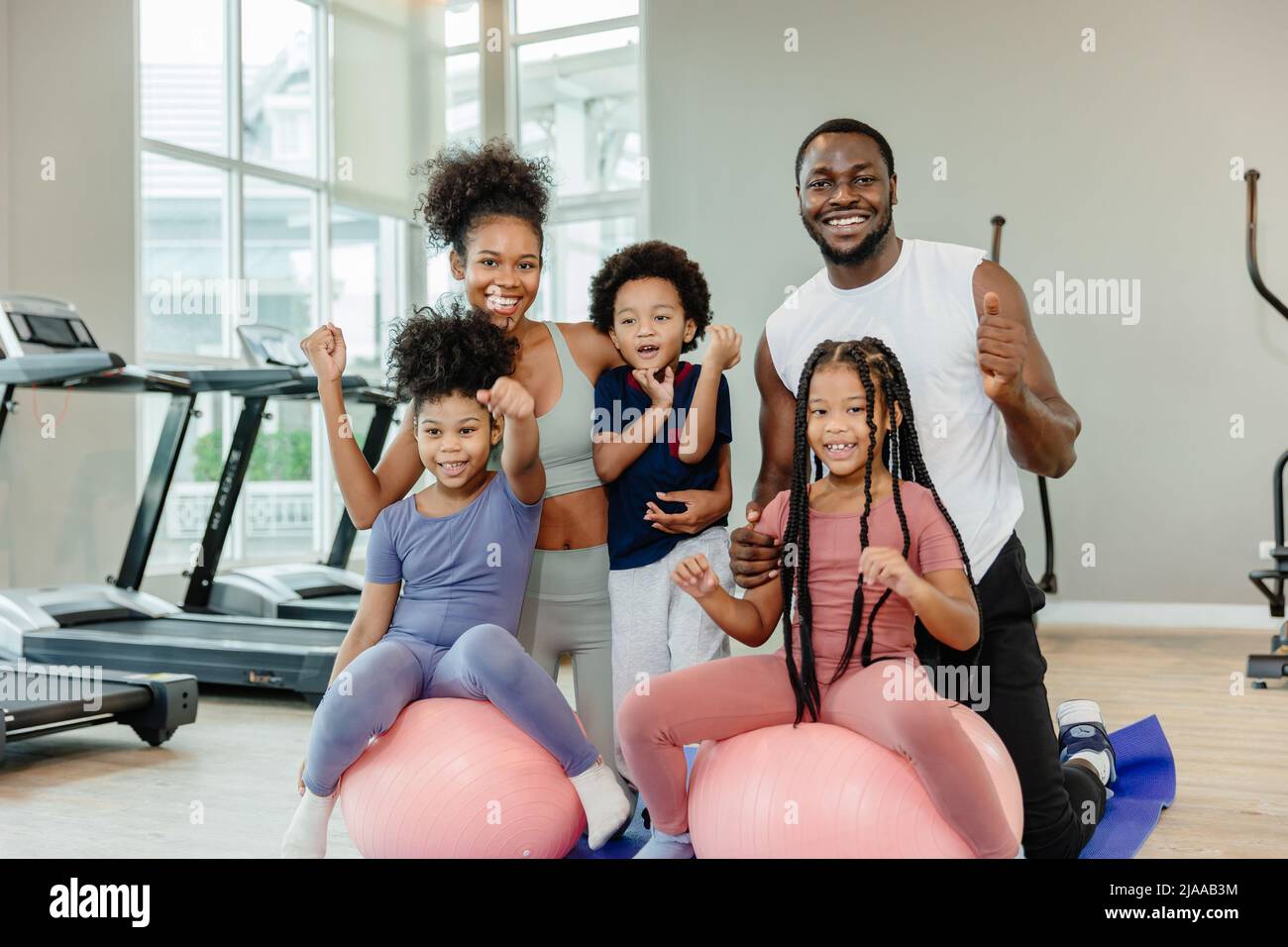 healthy black family children and parent exercise activity healthcare ...
