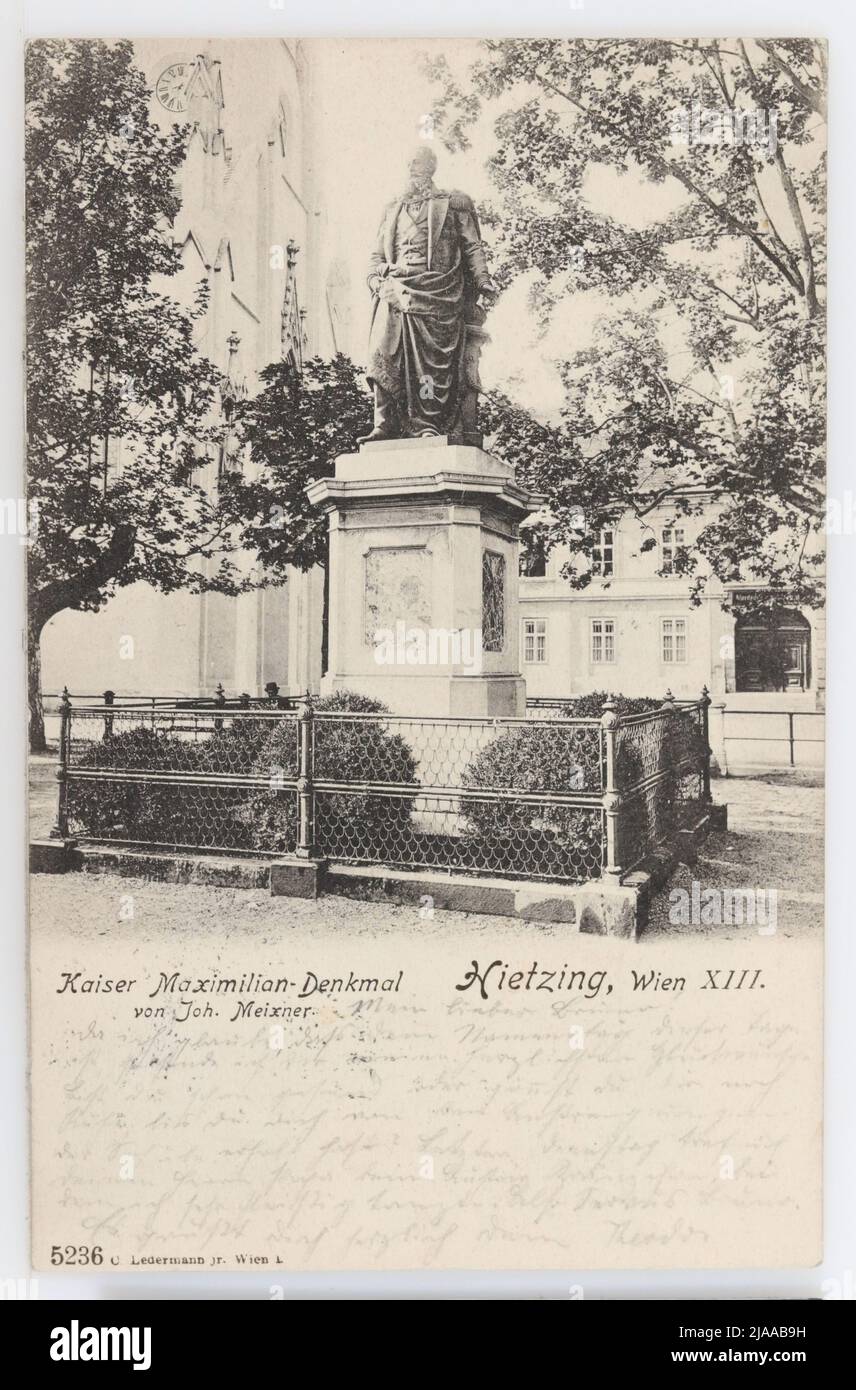 13., on the square-Kaiser-Max monument, postcard. Carl (Karl) Ledermann jun., Producer Stock ...