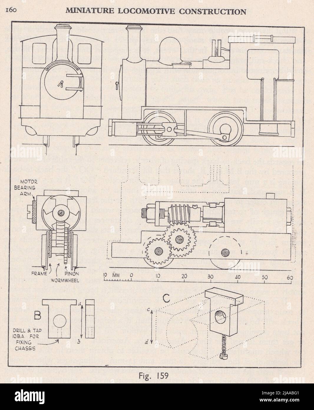 Vintage diagram of miniature locomotive construction Stock Photo - Alamy