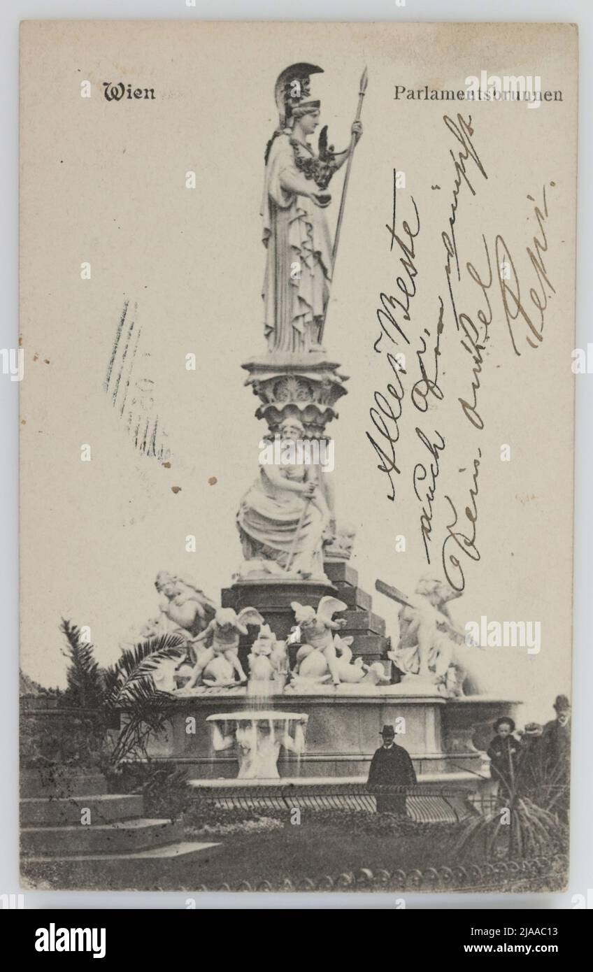 1st, Dr.-Karl-Renner-Ring 3-Parliament-Pallas-Athene fountain, postcard ...