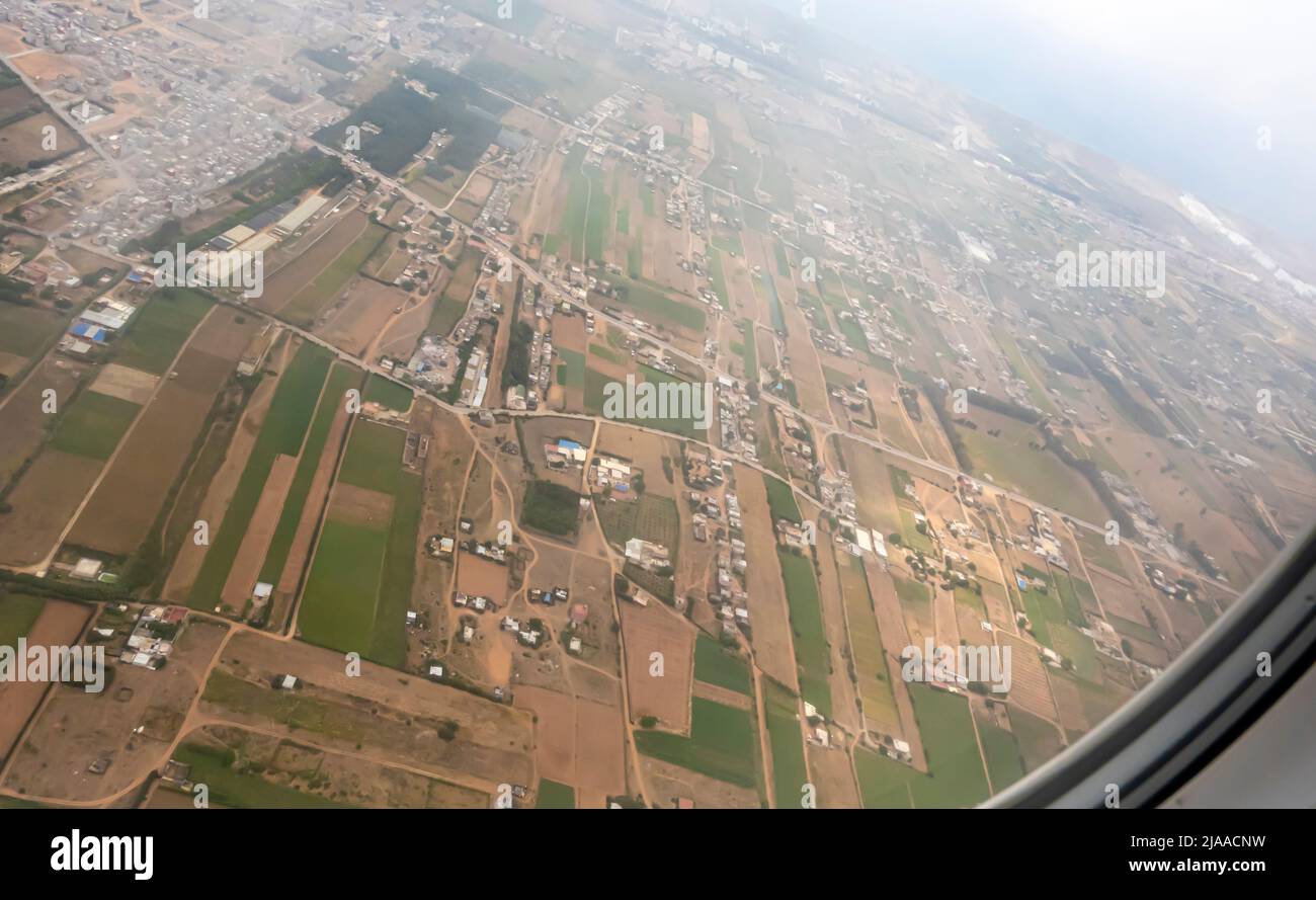 Rabat, capital of Morocco - aerial view from an airplance window seat ...