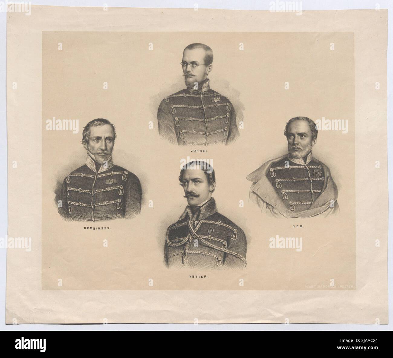 "Görgei. / Deminsky. / Bem. / Vetter." (4 portraits of Hungarian ...