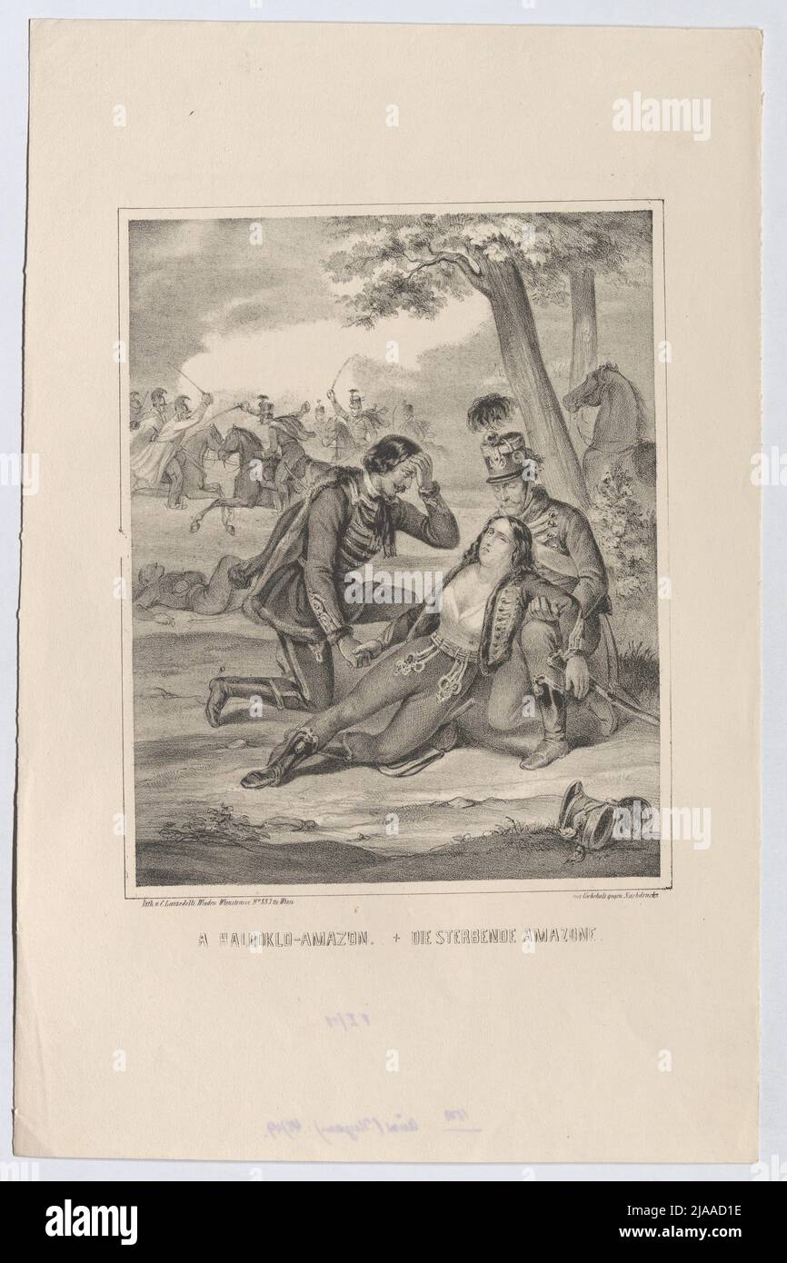 "The dying Amazon" (in Hungary 1848/49). Karl (Carl) Lanzedelli ...