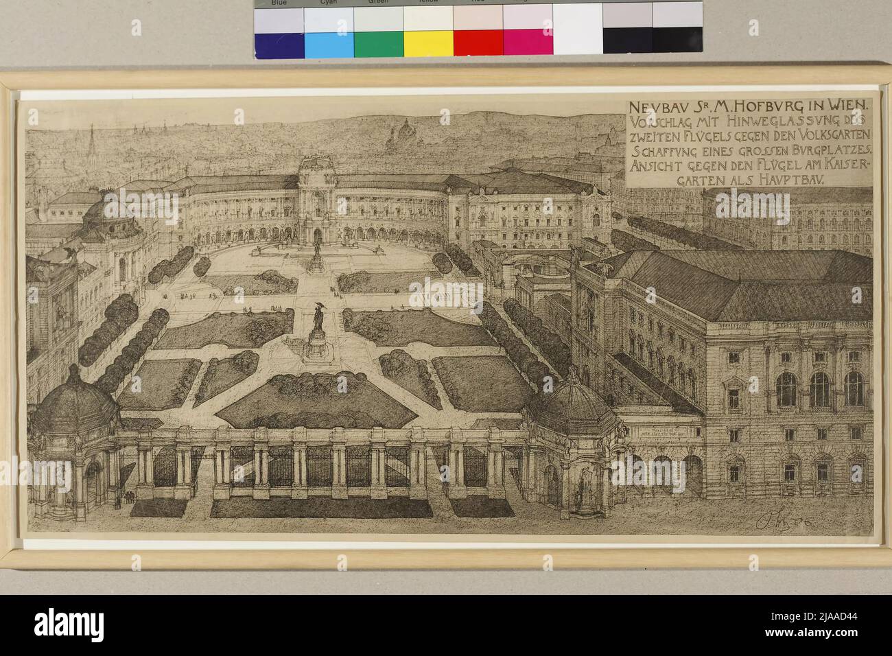 Project for the expansion of the Hofburg in Vienna, 4th view against the wing at the ...