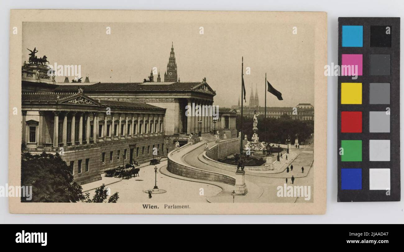 1., Dr.-Karl-Renner-Ring 3-Parliament, inclined view, postcard ...