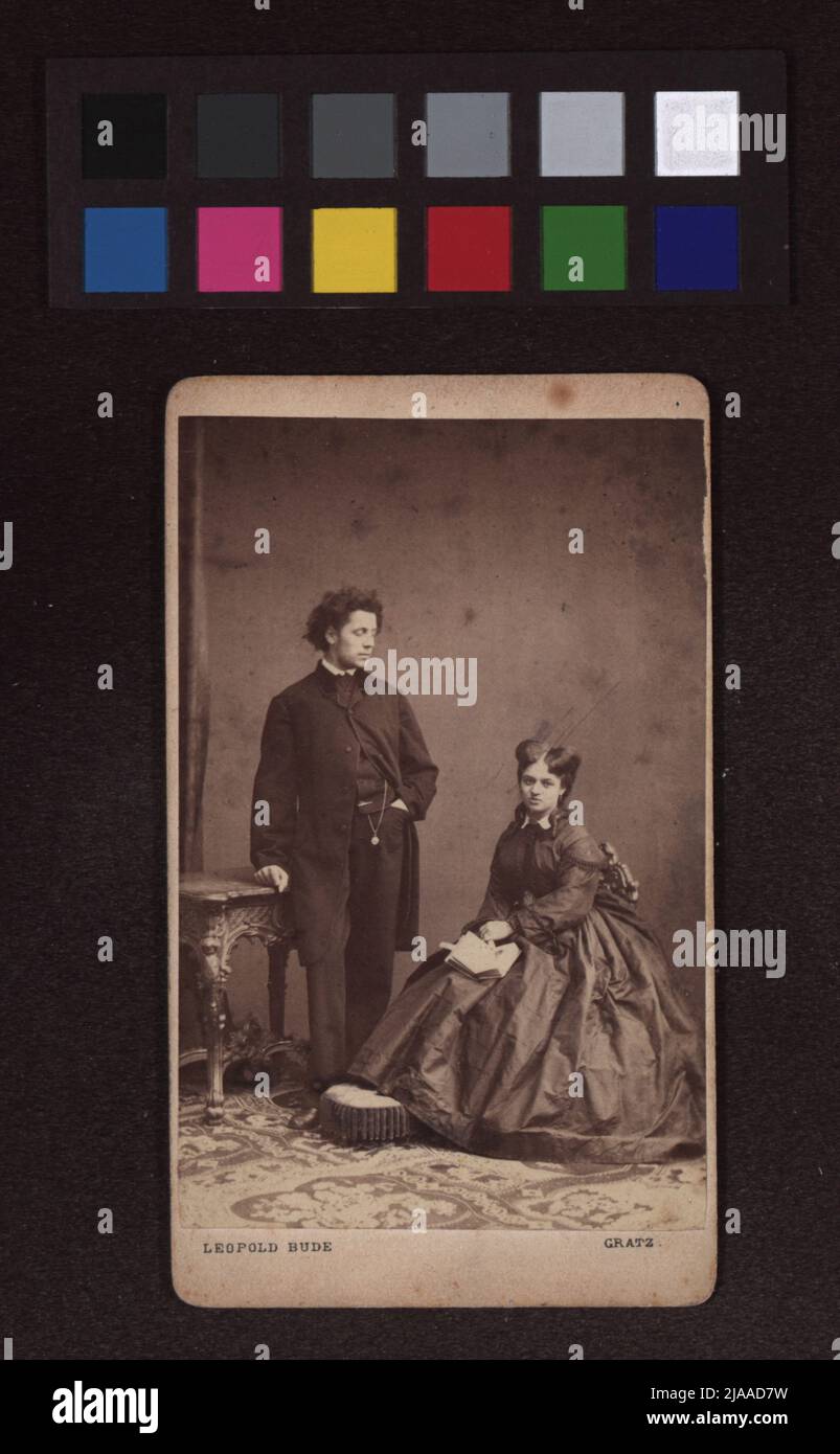 Louise Martinelli (1847-1913), actress (left with a standing partner ...