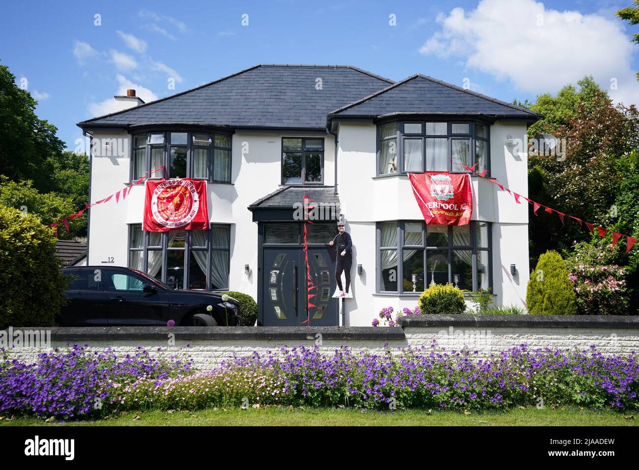 Liverpool Flags seen on a house on Queens Drive ahead of the trophy ...