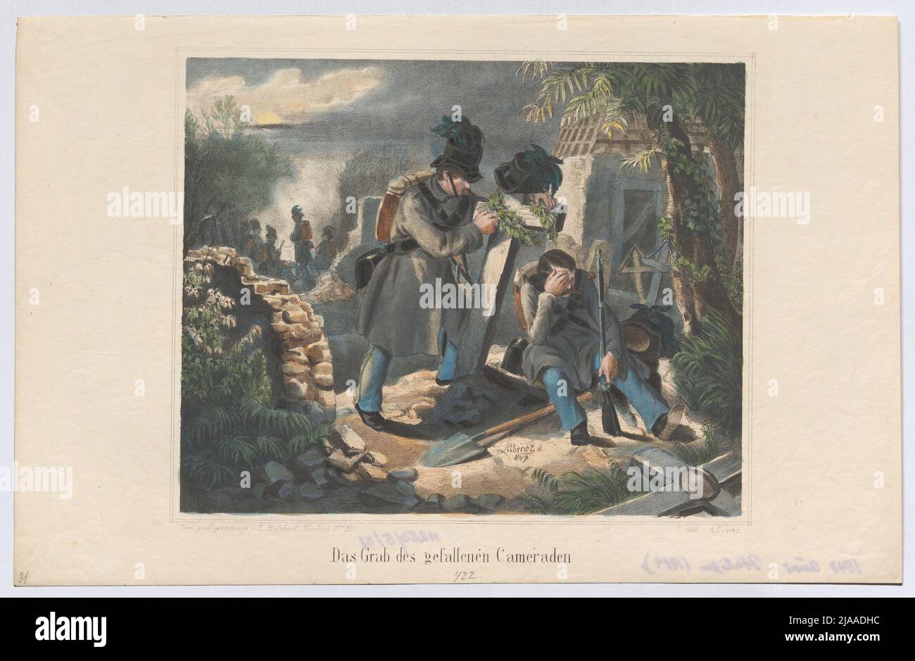 "The grave of the fallen camaden" (in Italy 1849). Joseph Albrecht ...