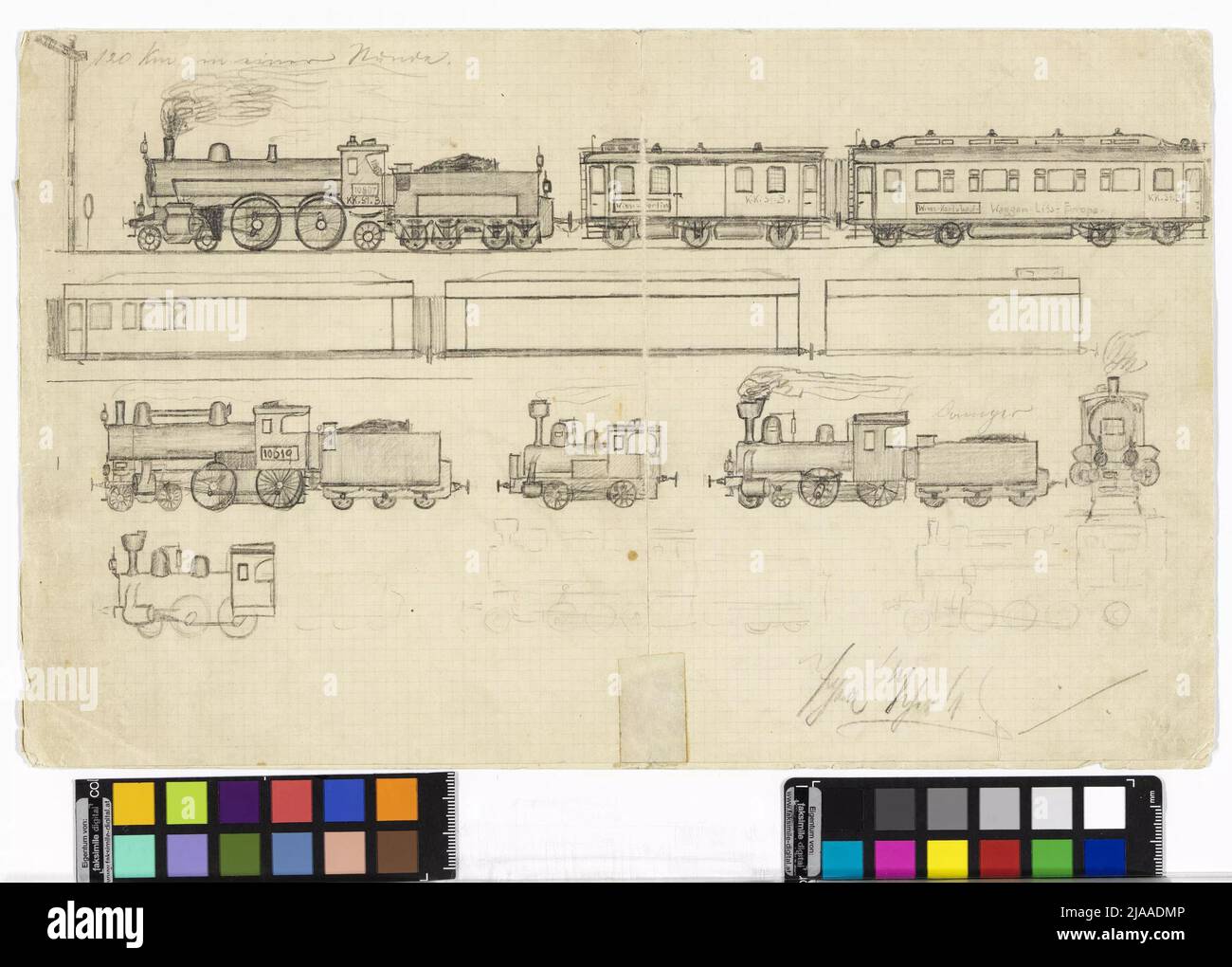 Railways (children's drawing). Egon Schiele (1890-1918), artist Stock ...