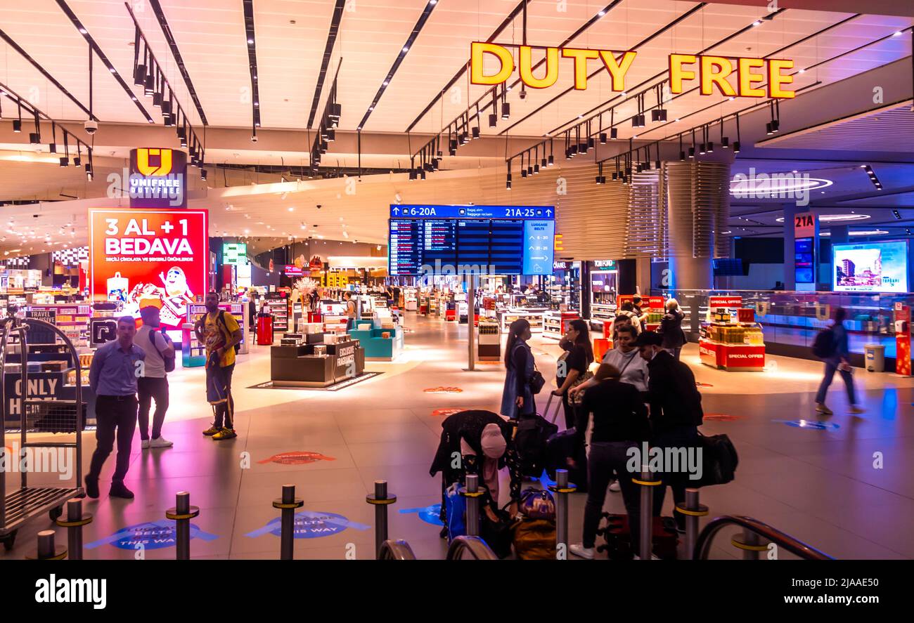 Unifree dutyfree istanbul Airport. Duty free sign inside the airport ...