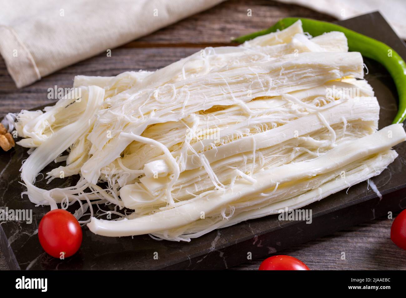 String cheese. Delicious cheese made from fresh cow's milk. Local name ...