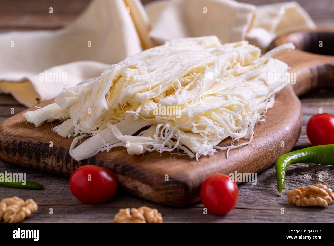 String cheese. Delicious cheese made from fresh cow's milk. Local name ...