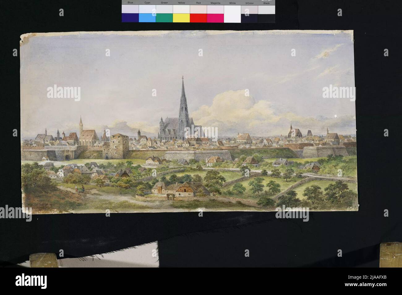 Panorama of Vienna from south in 1558. After: Hans Sebald Lautensack ...