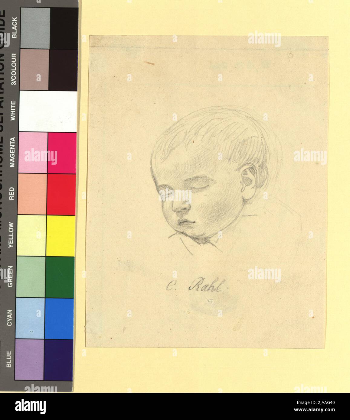 Carl Rahl, the artist's son, as a child with his eyes closed. Carl ...