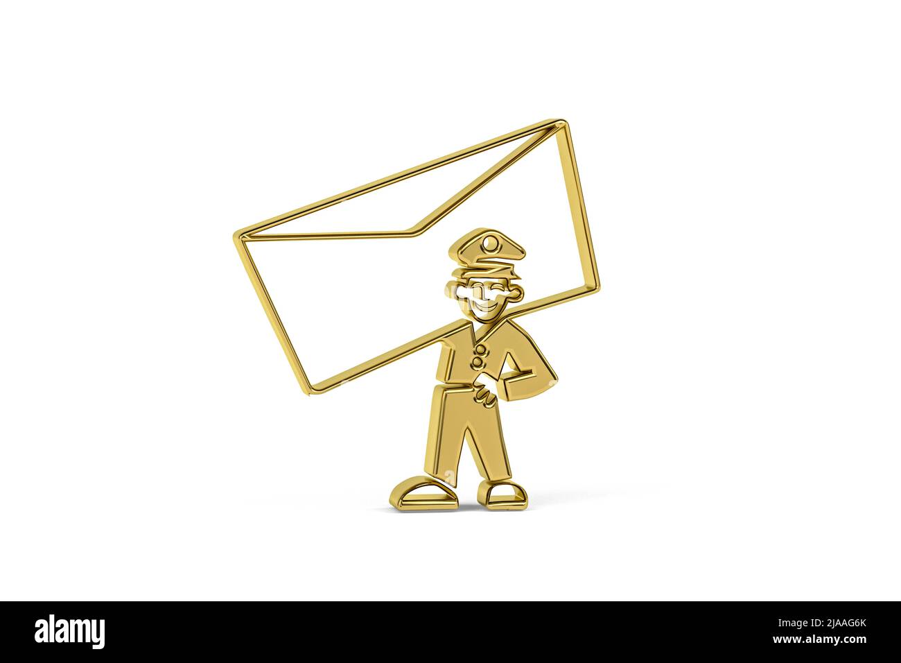 Golden 3d postman icon isolated on white background - 3d render Stock ...