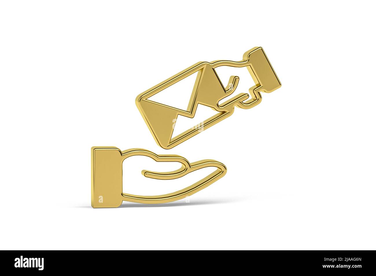 Golden 3d postman icon isolated on white background - 3d render Stock ...