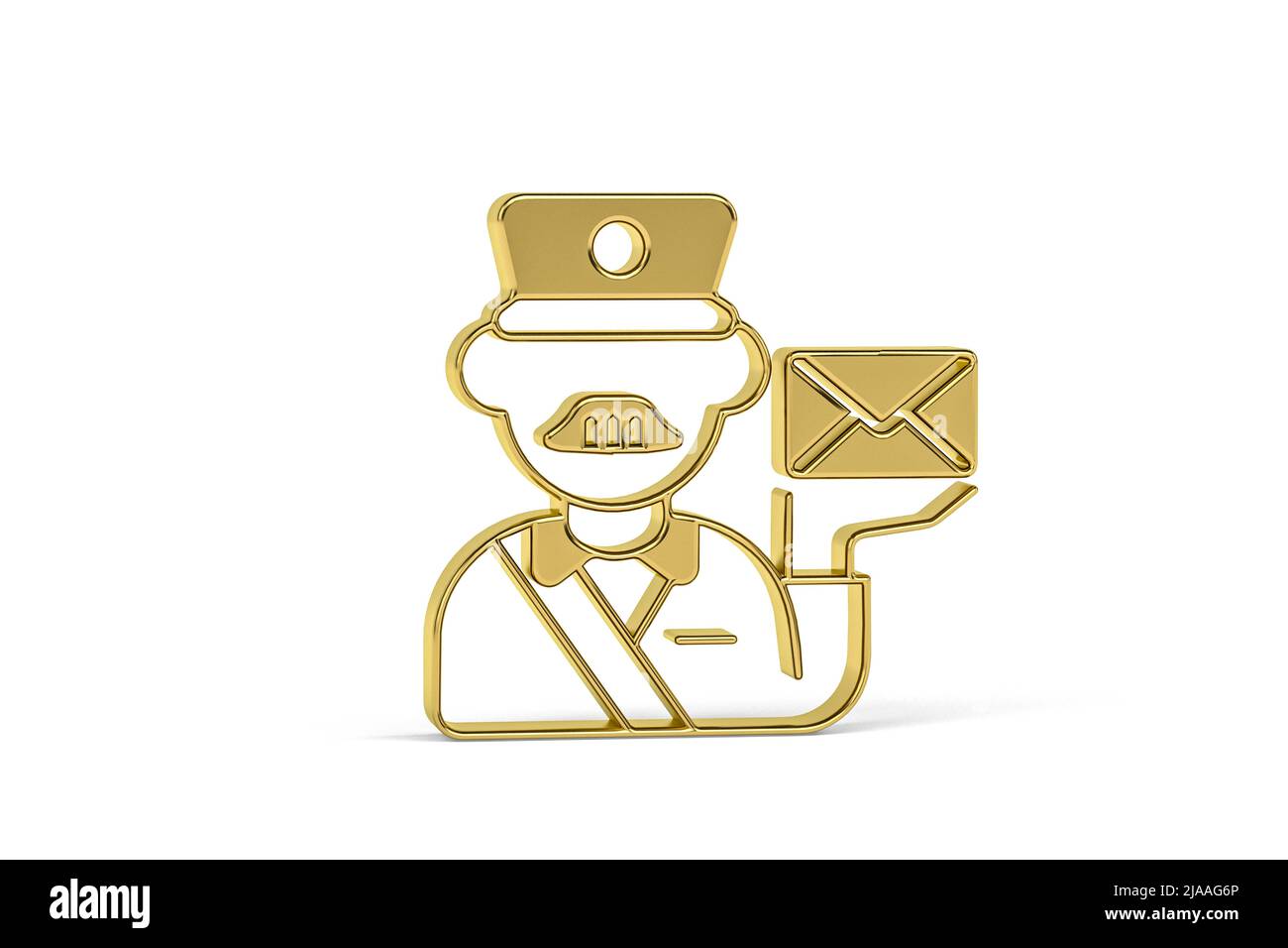 Golden 3d postman icon isolated on white background - 3d render Stock ...