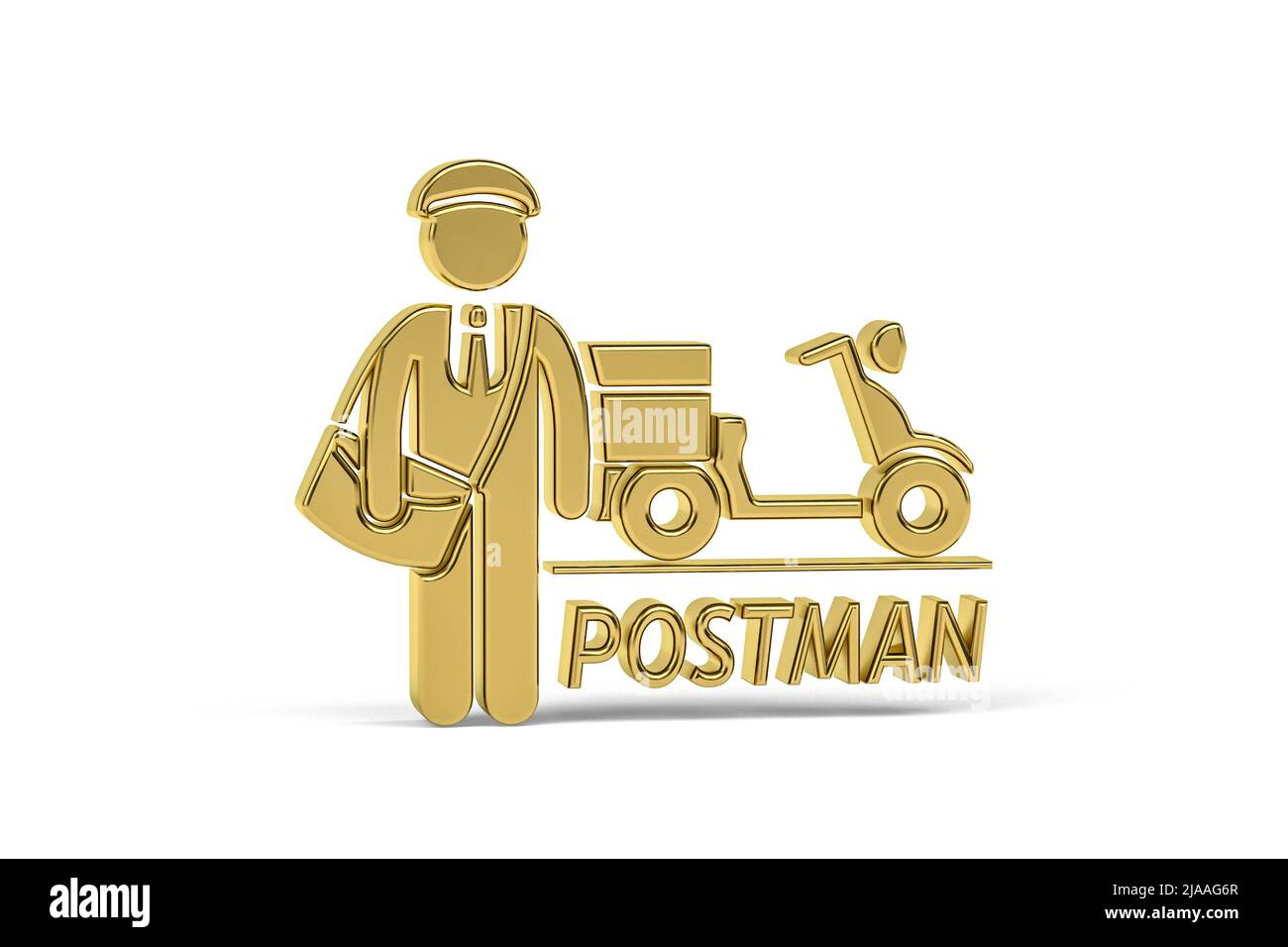 Golden 3d postman icon isolated on white background - 3d render Stock ...
