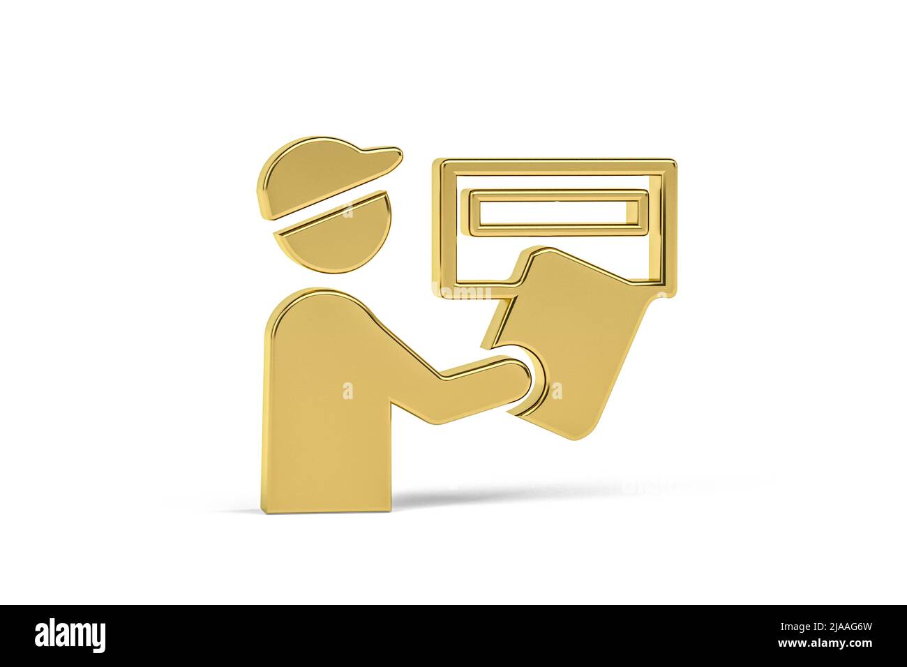 Golden 3d postman icon isolated on white background - 3d render Stock ...