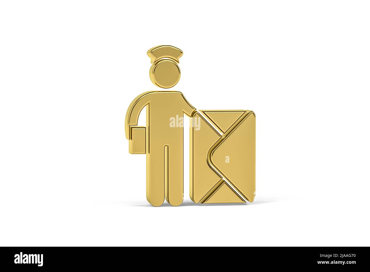 Golden 3d postman icon isolated on white background - 3d render Stock ...