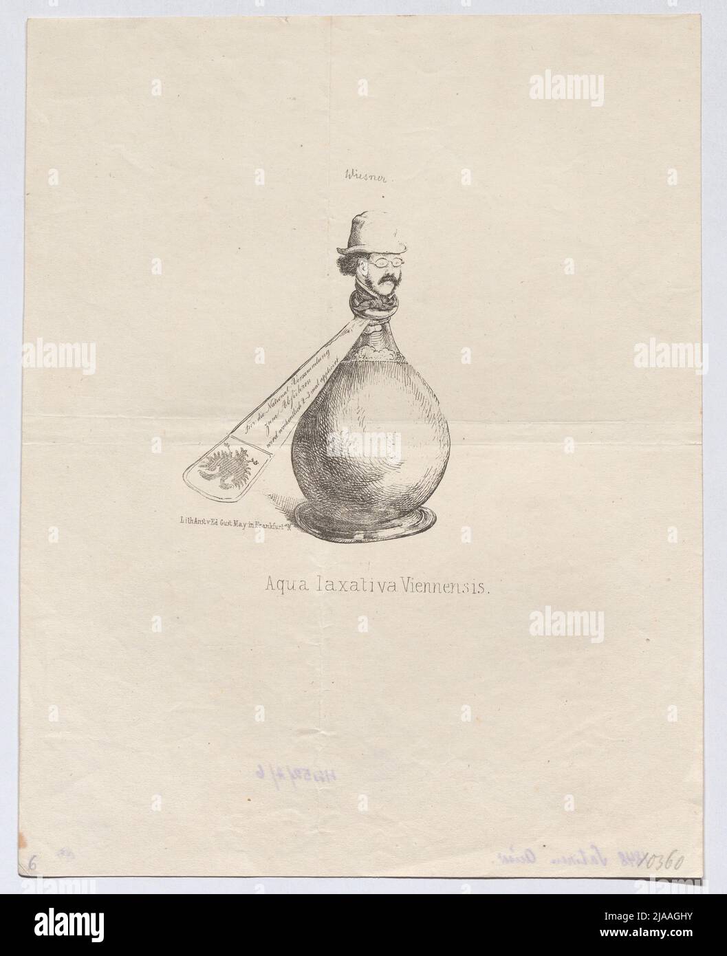 "Aqua Laxativa Viennensis." (Caricature on Adolf Wiesner, MP of the ...