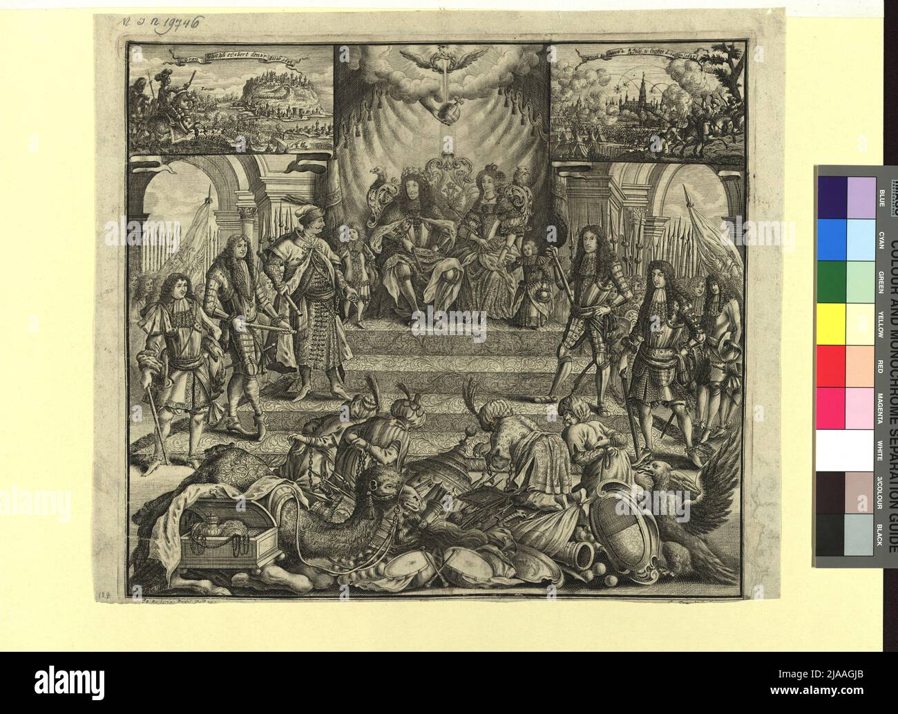 Emperor Leopold I with family and the allies of 1683 as Turkish winners ...