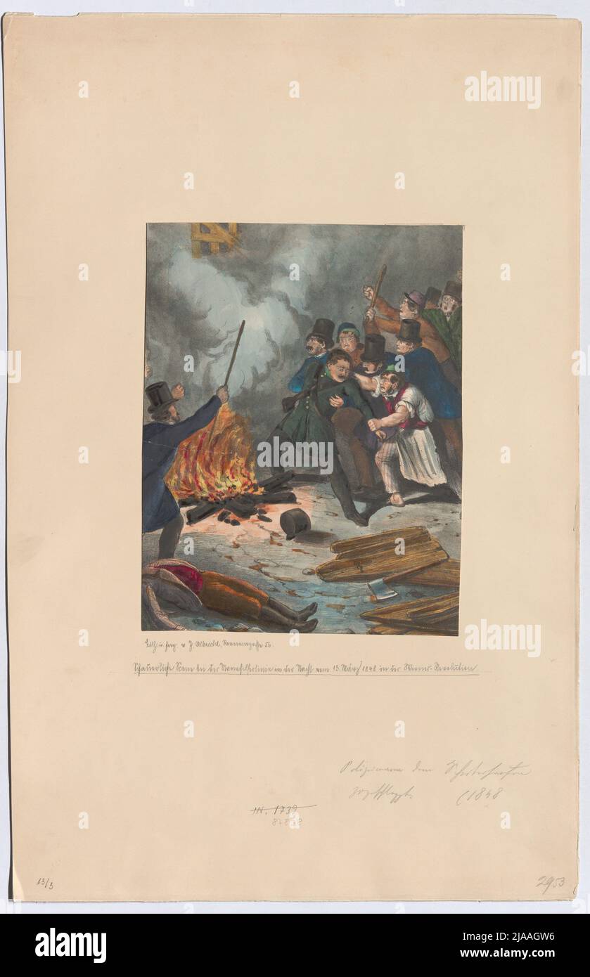 "Shinly scene at the Mariahilfer line in the night of March 13, 1848 in ...