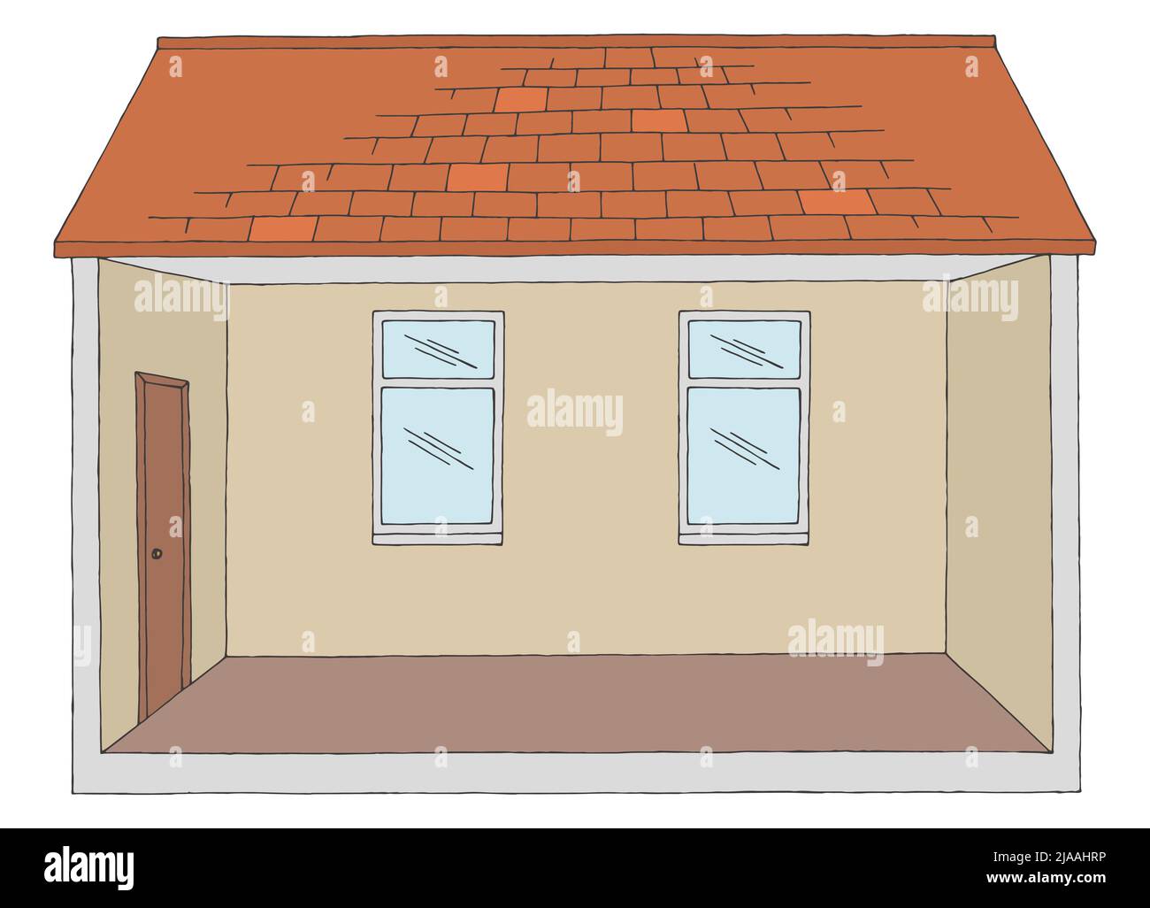 House room graphic color empty home interior sketch illustration vector ...