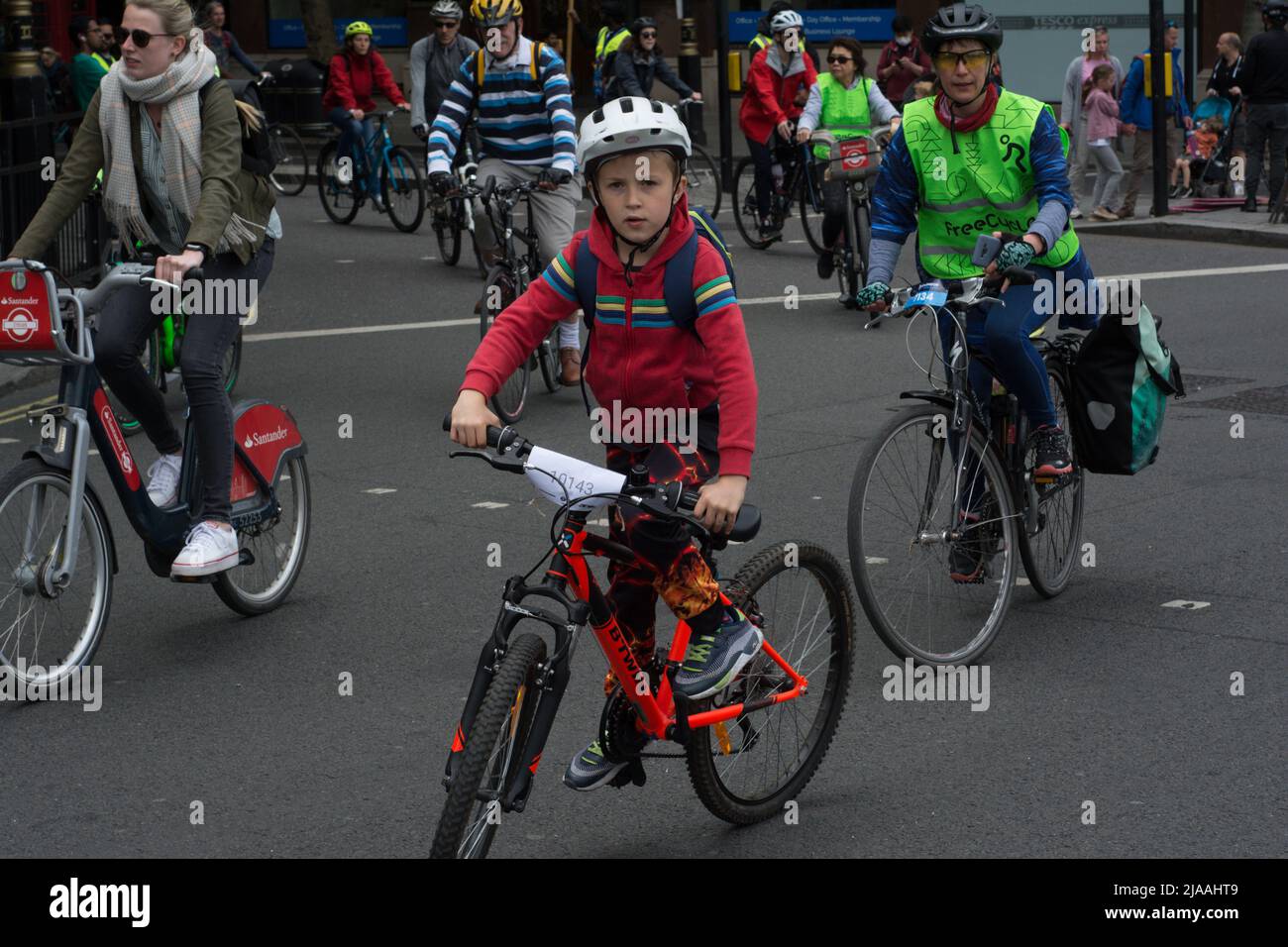 London, UK. 29th May, 2022. Thousands participate the Ride London ...
