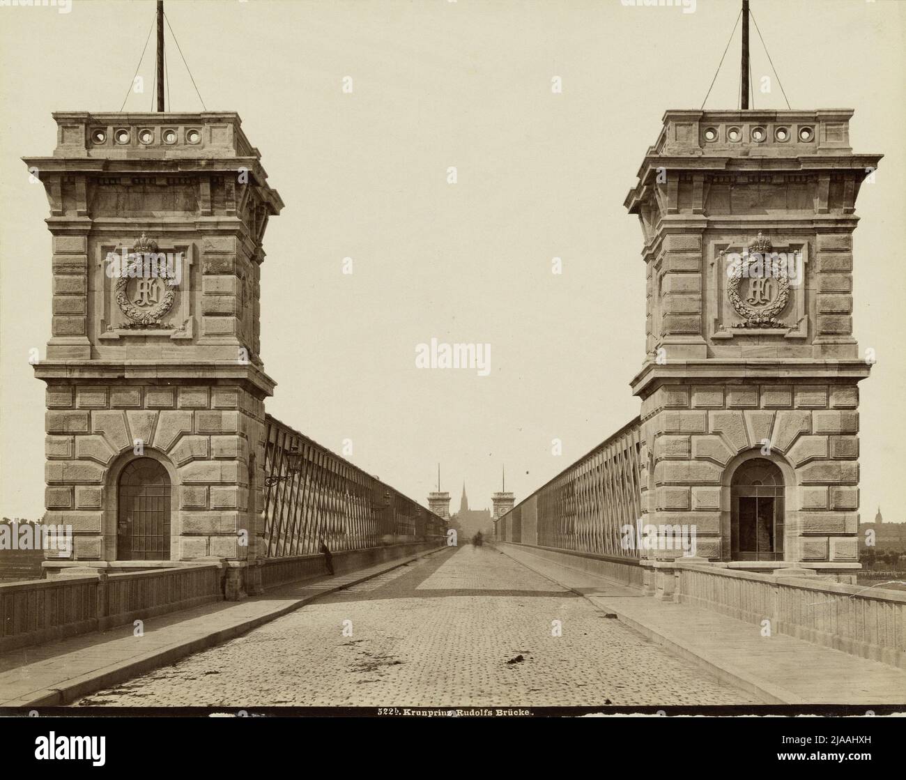 Crown Prince-Rudolf Bridge (Reichsbrücke), bridge towers against the ...