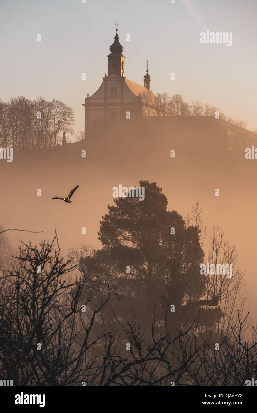 The beautiful Frauenberg Monastery in Fulda, Germany at sunrise with ...