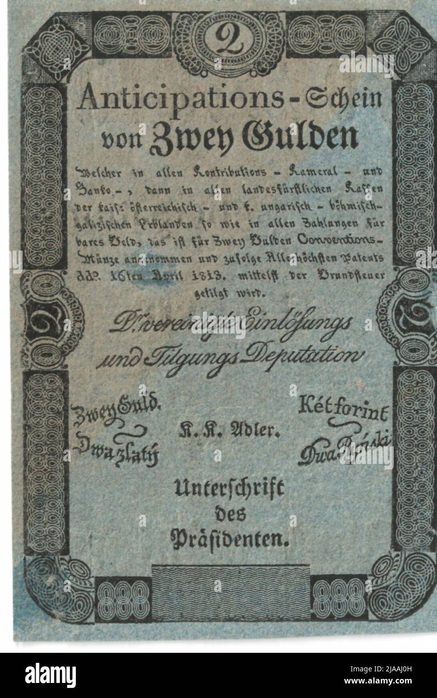 Anticipation certificate (form), 2 guilders. Privileged United ...