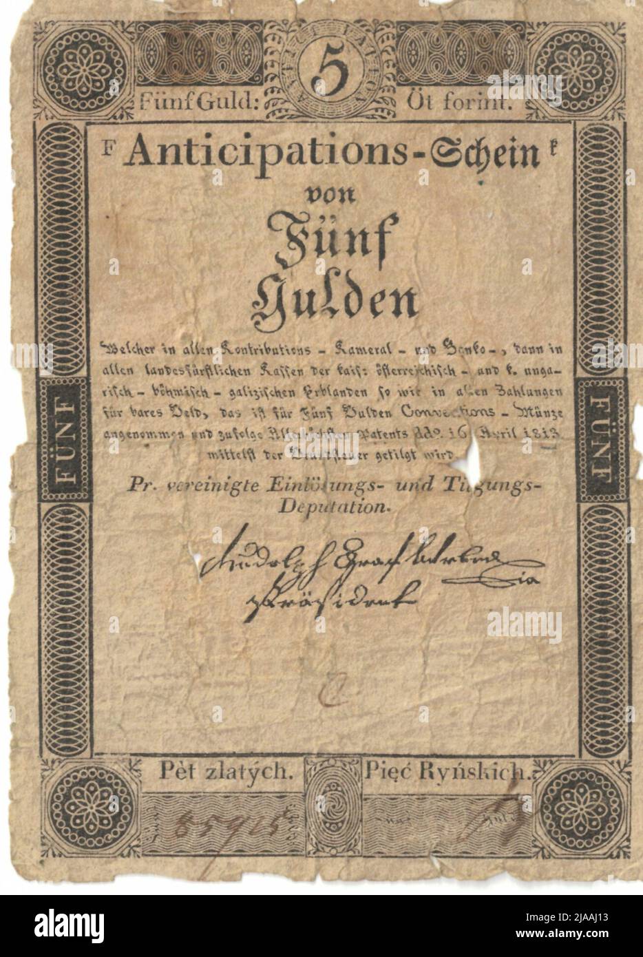 Anticipation certificate, 5 guilders. Privileged United Demolition and ...