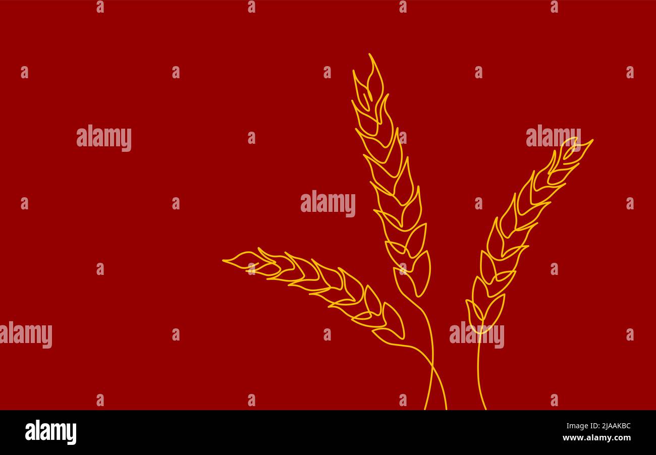 Single continuous wheat grain one line art. International food cereals ...