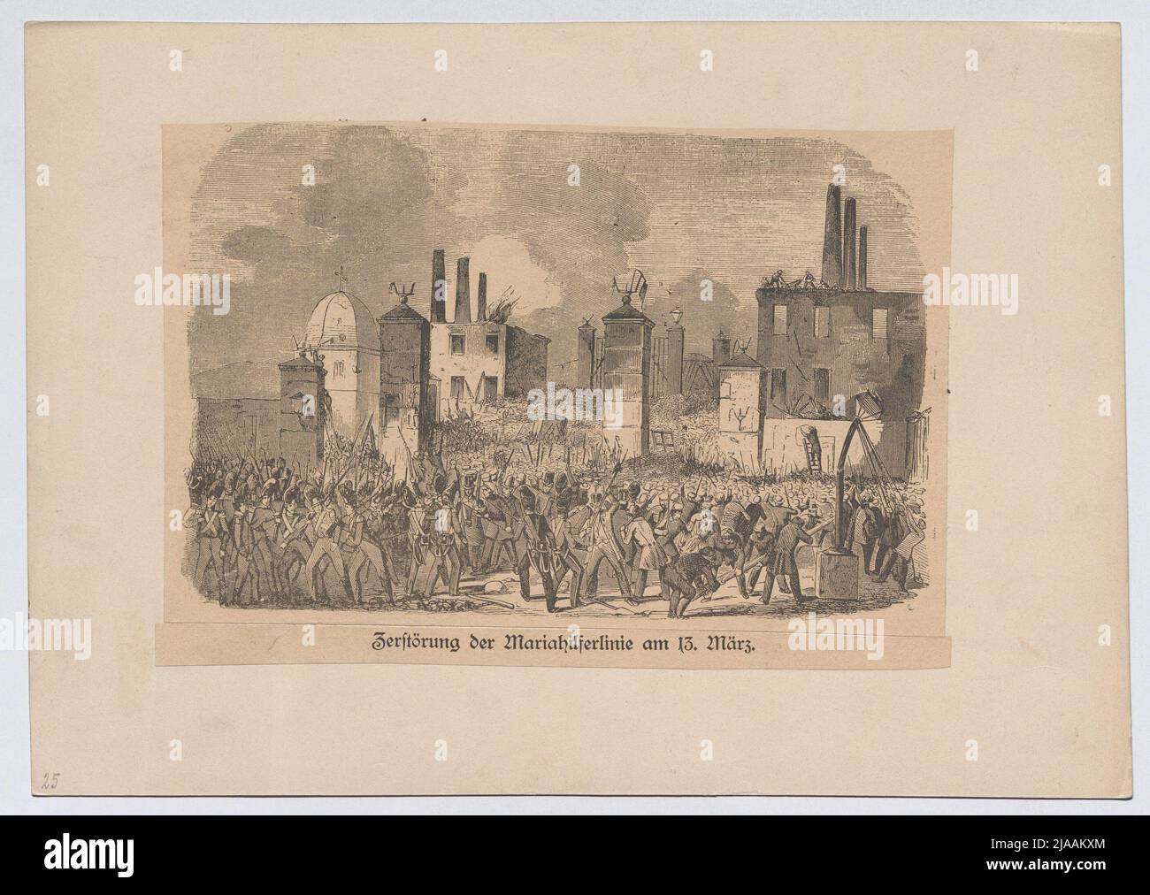 "Destruction of the Mariahilfer line on March 13th." (1848). Unknown ...