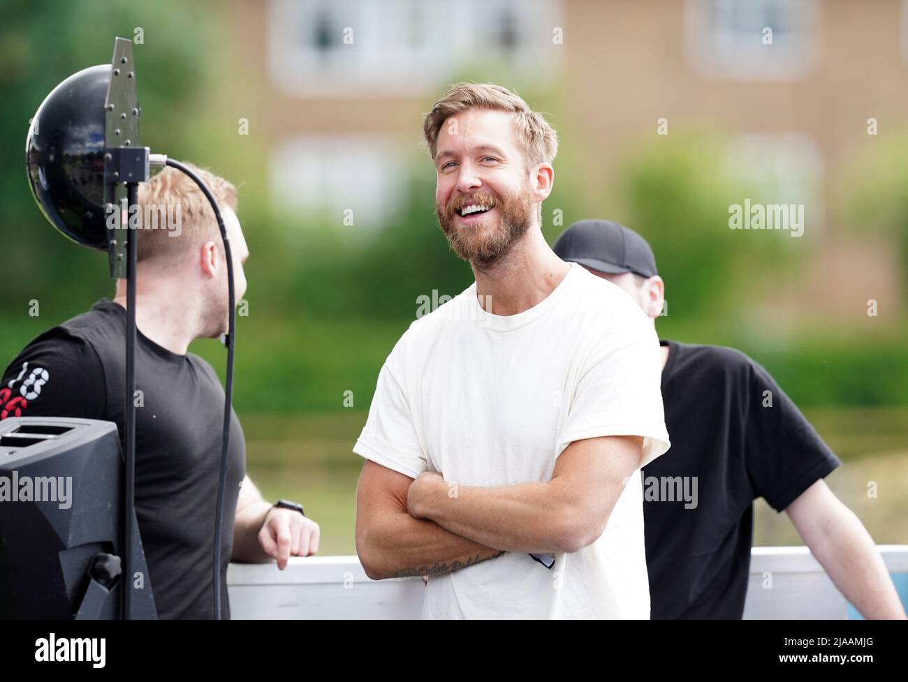 Calvin Harris during the trophy parade in Liverpool. Picture date ...
