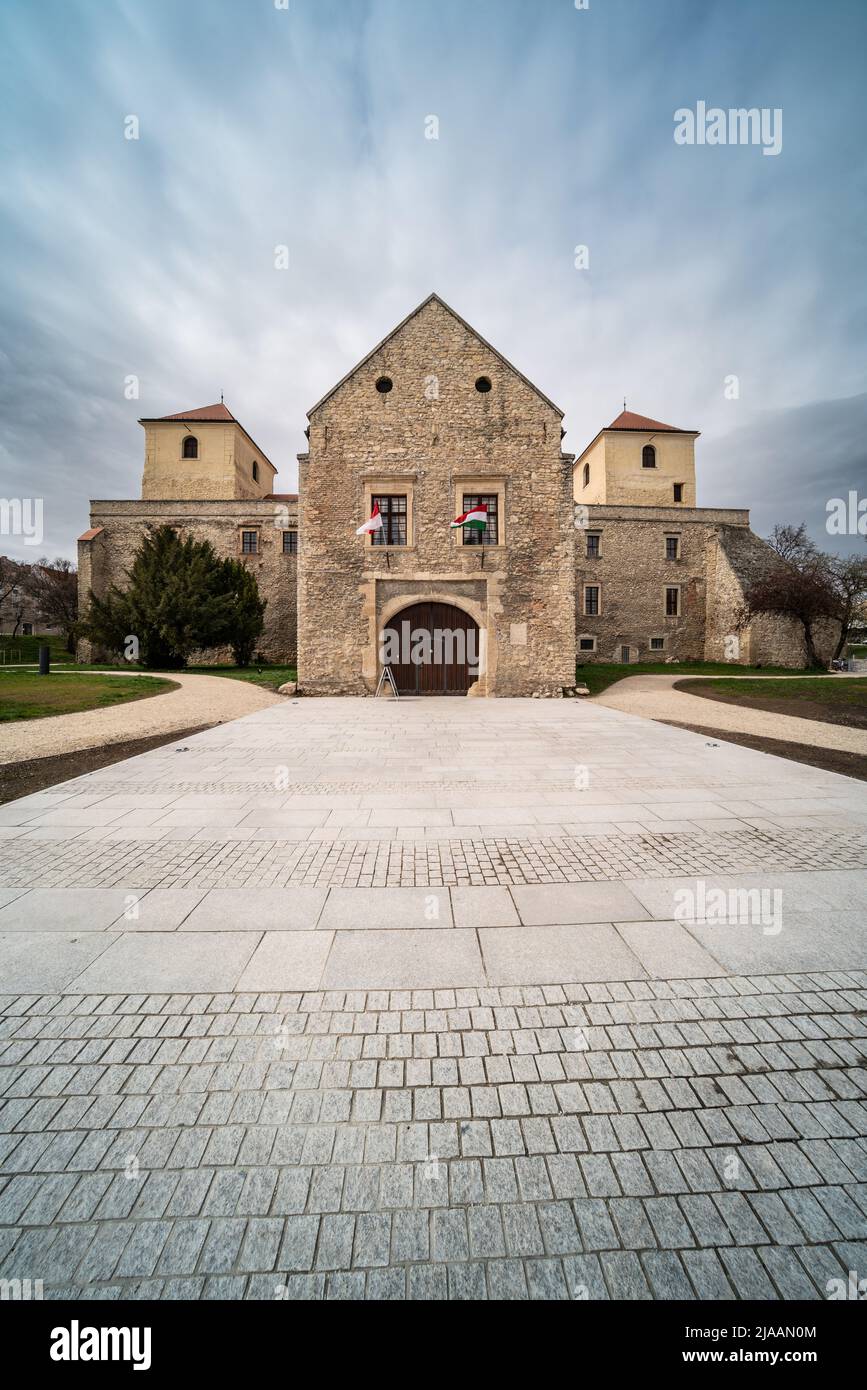 view of Varpalota Thury castle with cloudy sky Stock Photo - Alamy