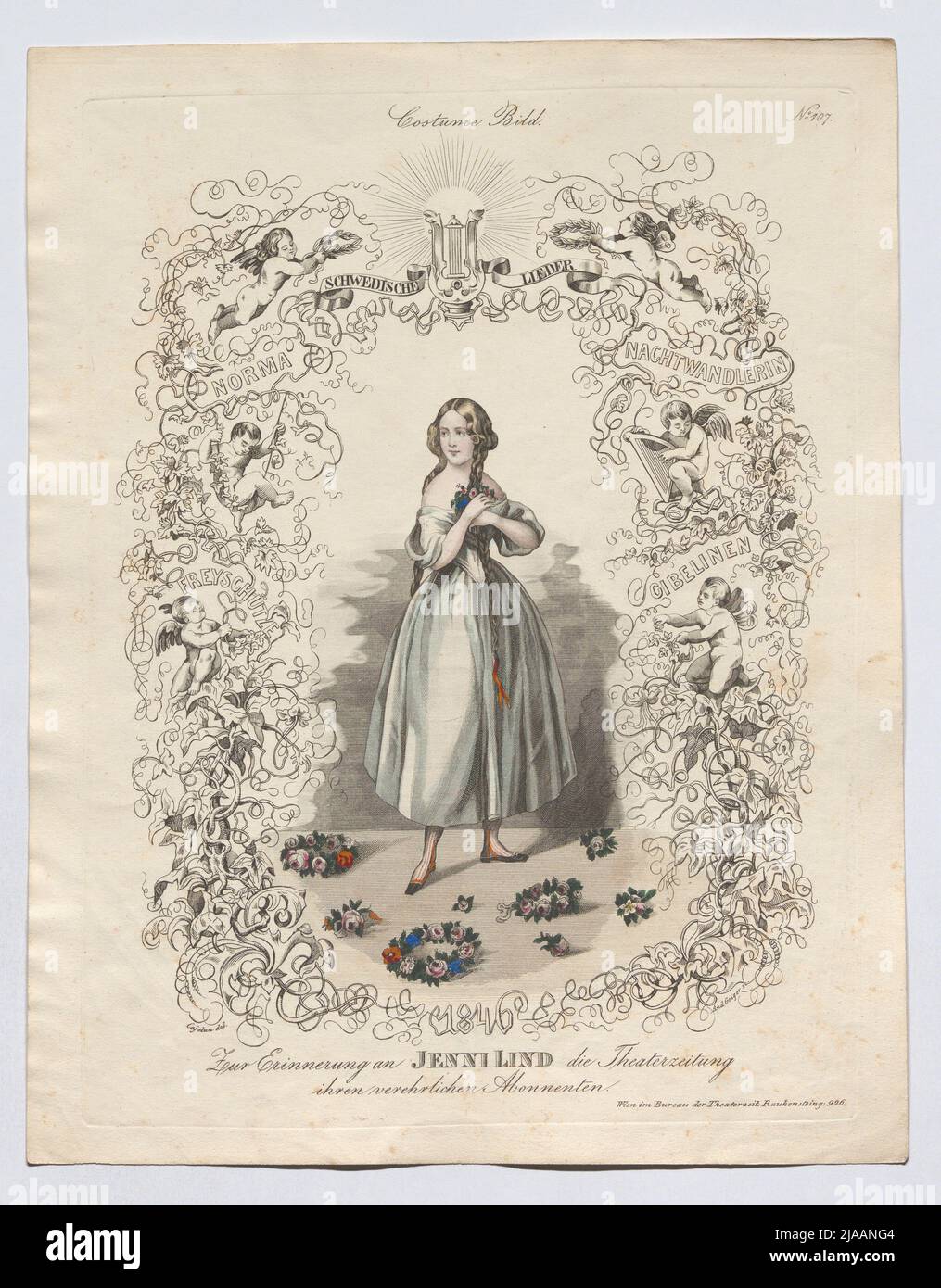 Apotheosis, Jenny Lind surrounded by wreaths and amourettes; In memory ...