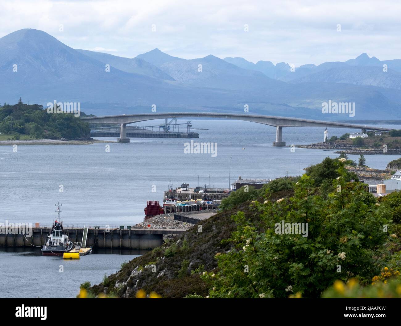 The Skye Bridge which links the Scottish mainland with the Isle of Skye ...