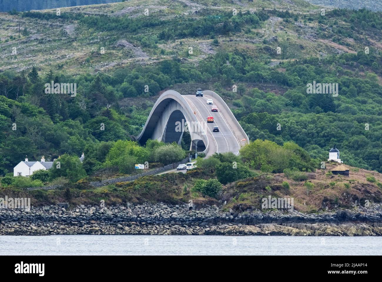The Skye Bridge which links the Scottish mainland with the Isle of Skye ...