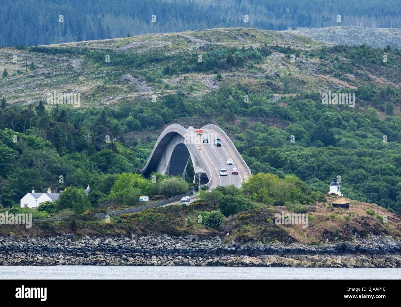 The Skye Bridge which links the Scottish mainland with the Isle of Skye ...