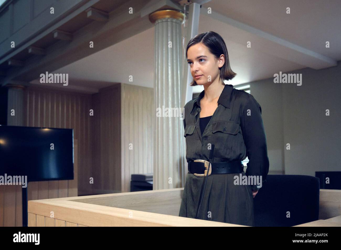 CELINE BUCKENS in SHOWTRIAL (2021), directed by ZARA HAYES. Credit: BBC ...