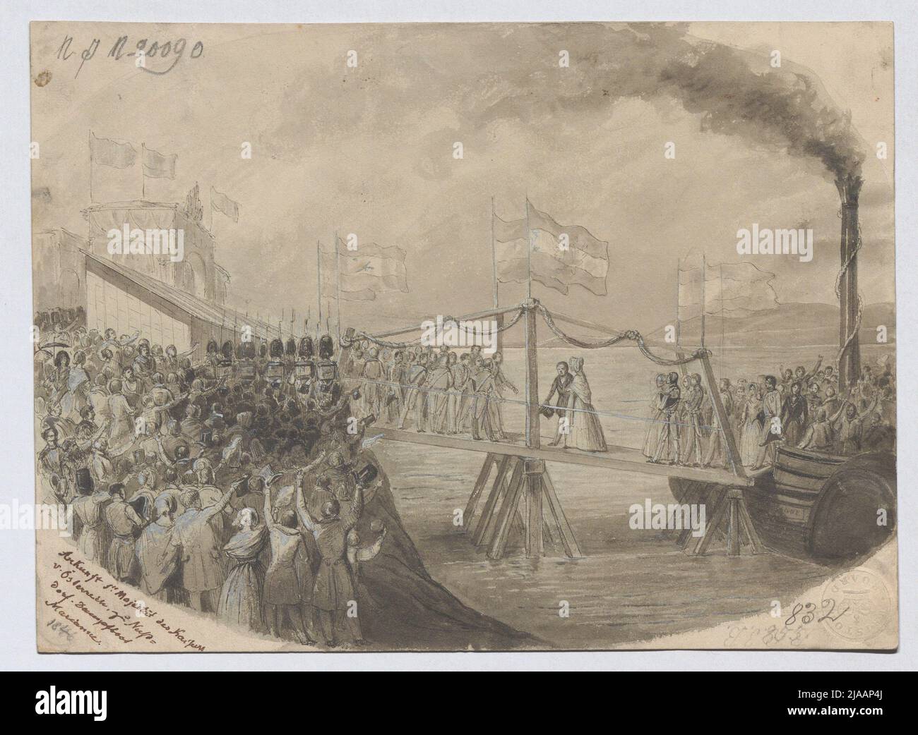 Arrival of the imperial couple (Ferdinand I and Maria Anna) in Nußdorf ...