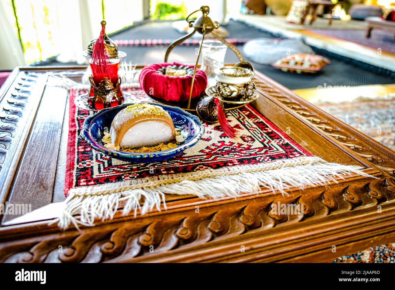 Turkish coffee and tea set in colorful traditional housewares with ice ...