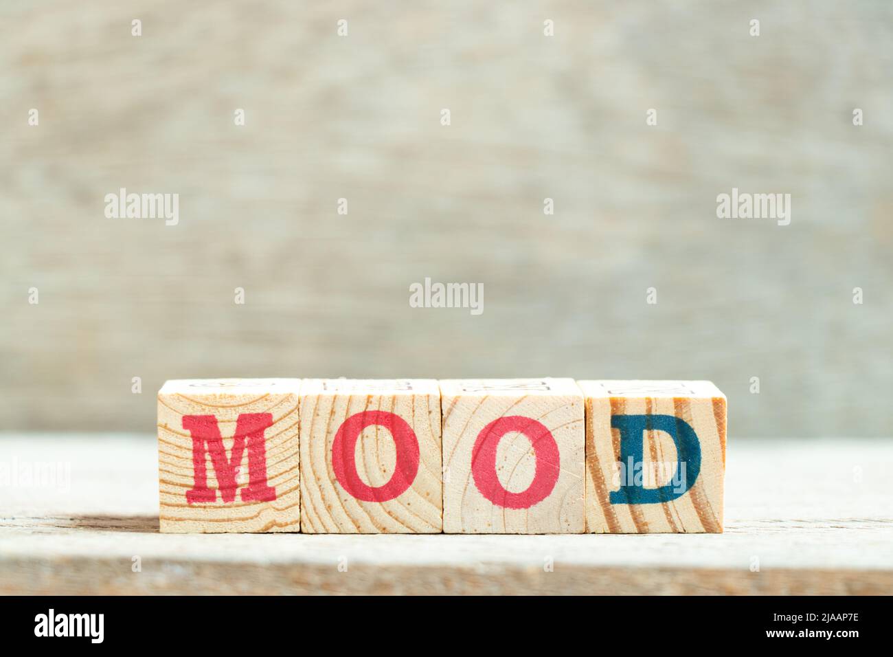Alphabet letter block in word mood on wood background Stock Photo - Alamy