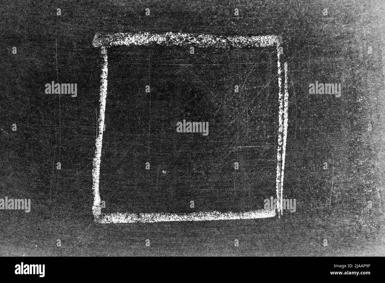 White color chalk hand drawing as square or rectangle shape on ...